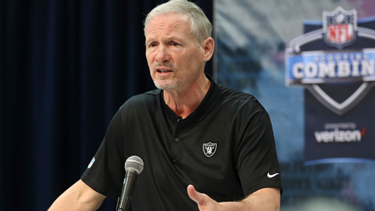Mike Mayock takes the combine podium for first time as Raiders GM