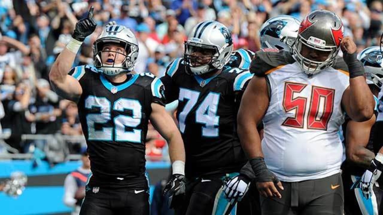 Christian McCaffrey jumps out to the right on TD run