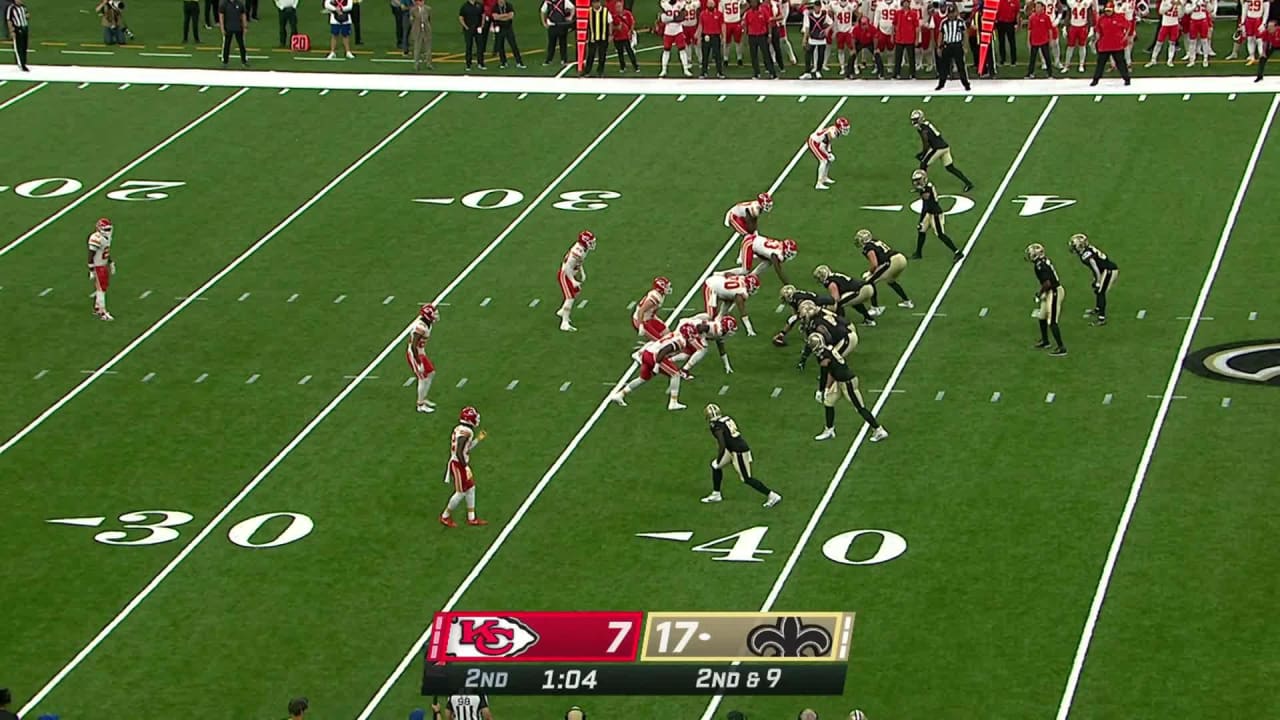 Safety Ugo Amadi runs under Kansas City Chiefs quarterback Shane ...