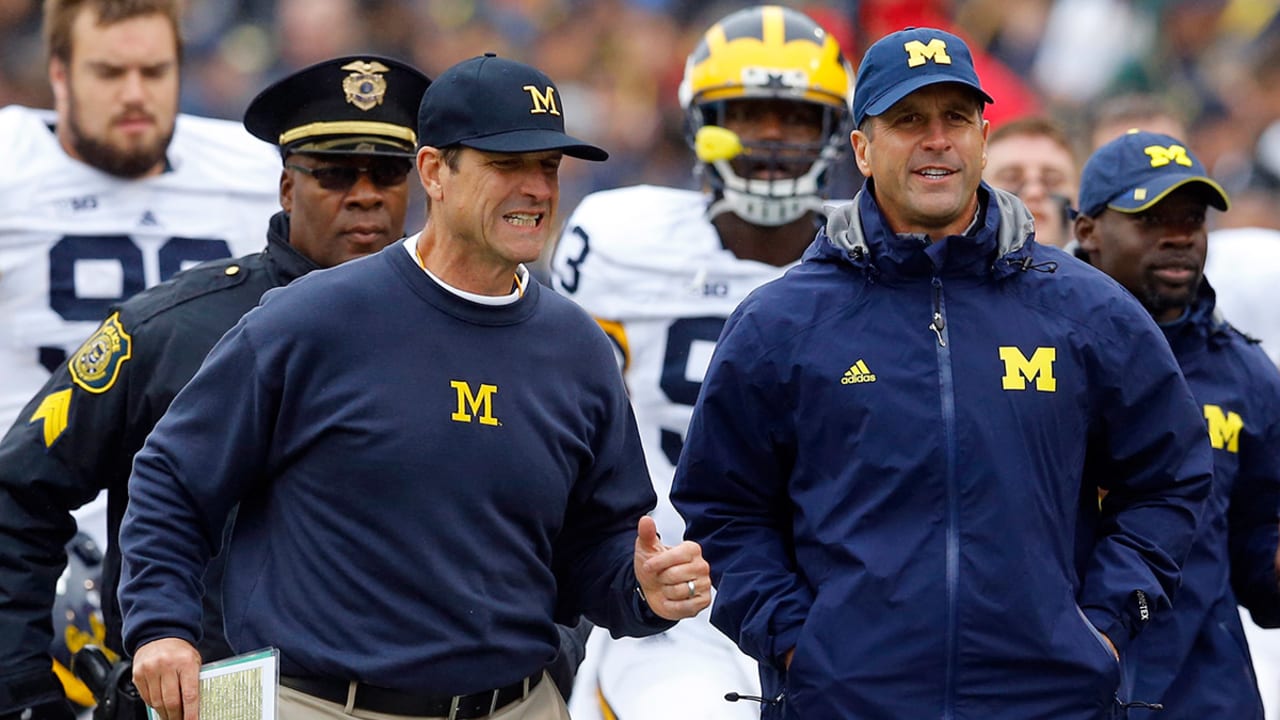 Jim Harbaugh joined by brother John for Michigan win