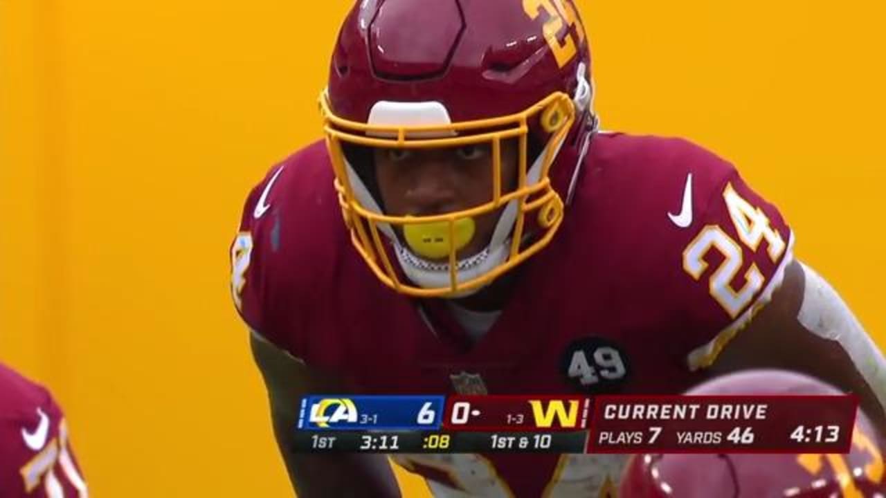 Washington Football Team running back Antonio Gibson muscles through ...