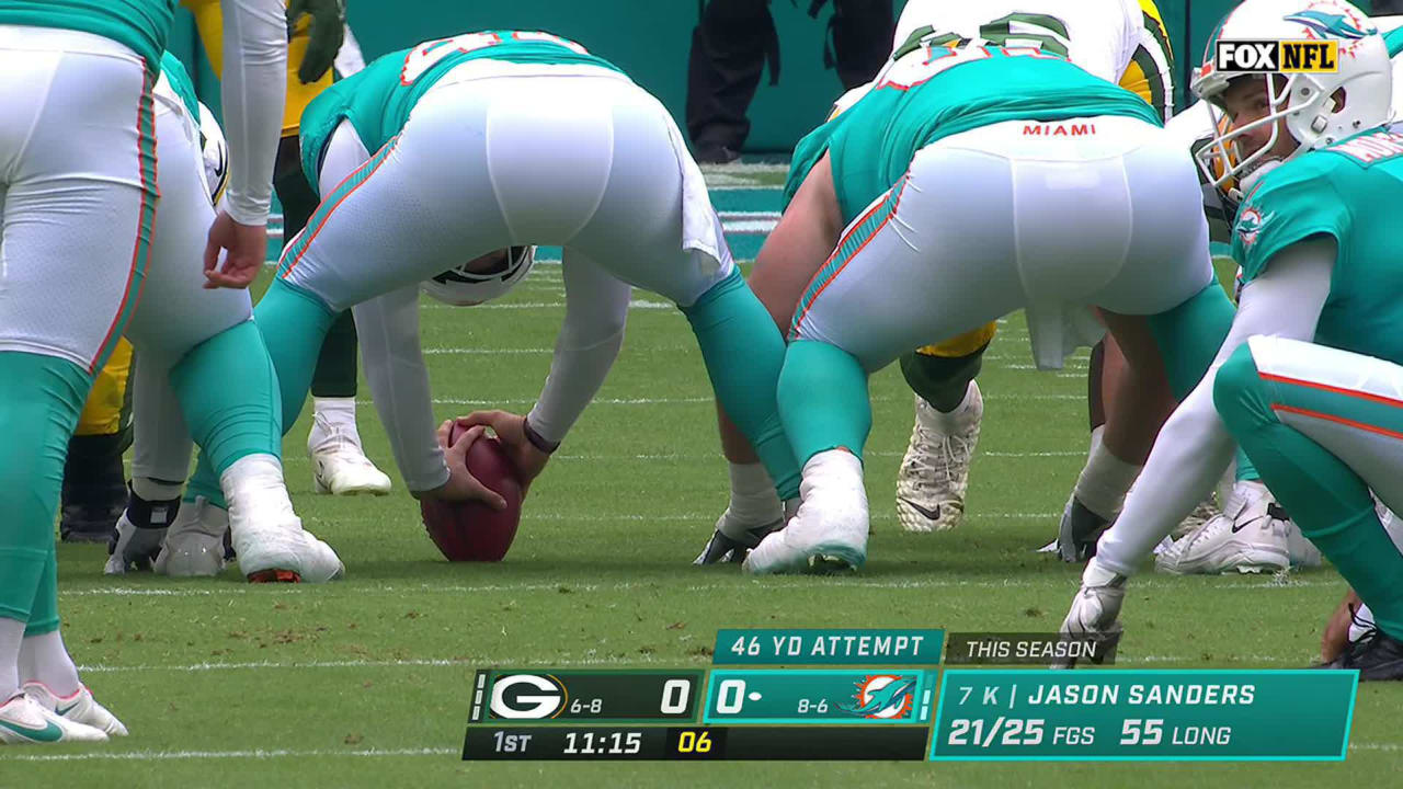 Miami Dolphins kicker Jason Sanders' 46-yard FG opens scoring in Green Bay Packers-Dolphins on ...