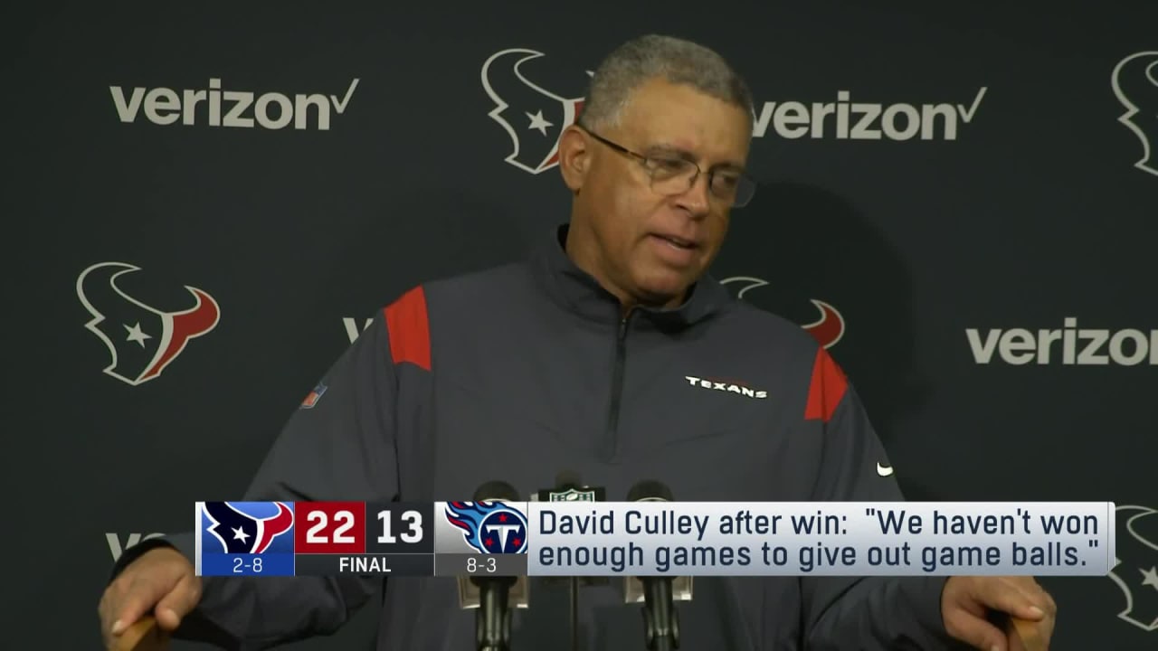 Houston Texans head coach David Culley reacts to Texans' first win ...