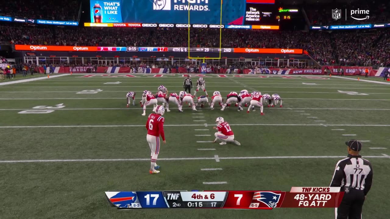 New England Patriots kicker Nick Folk's 48-yard FG try doinks off ...