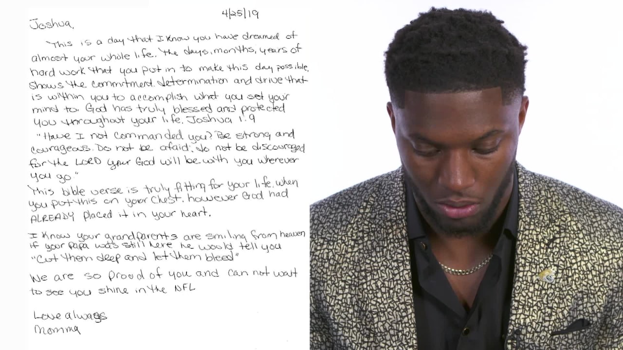 Jacksonville Jaguars edge rusher Josh Allen reads emotional letter from ...