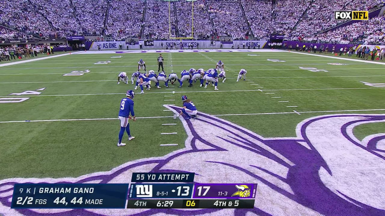 New York Giants kicker Graham Gano's 55-yard FG trims Minnesota Vikings ...