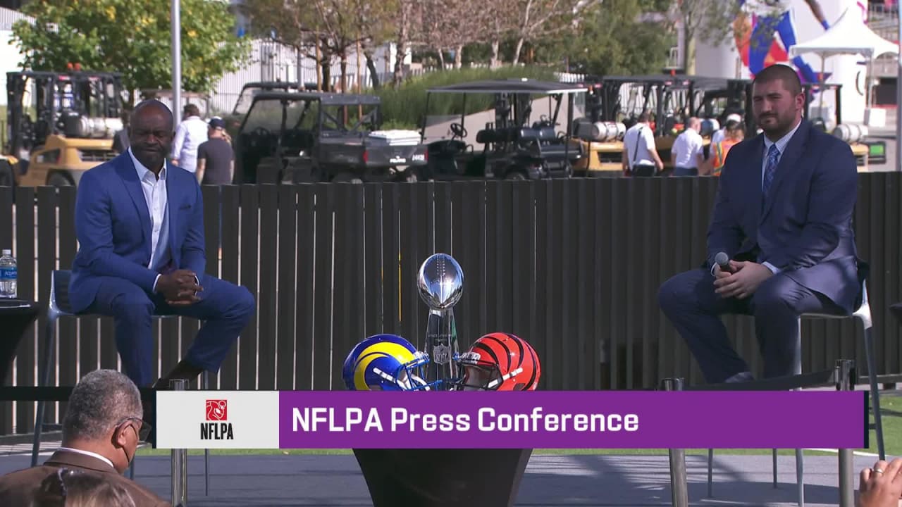President of the NFL PA JC Tretter speaks at the NFLPA Press Conference
