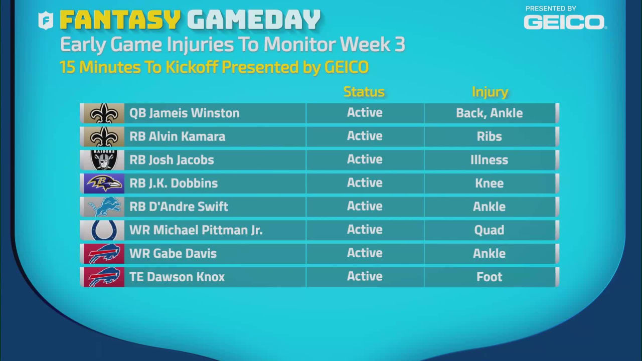 Week 3 15 Minutes to Kickoff presented by GEICO | NFL Fantasy GameDay