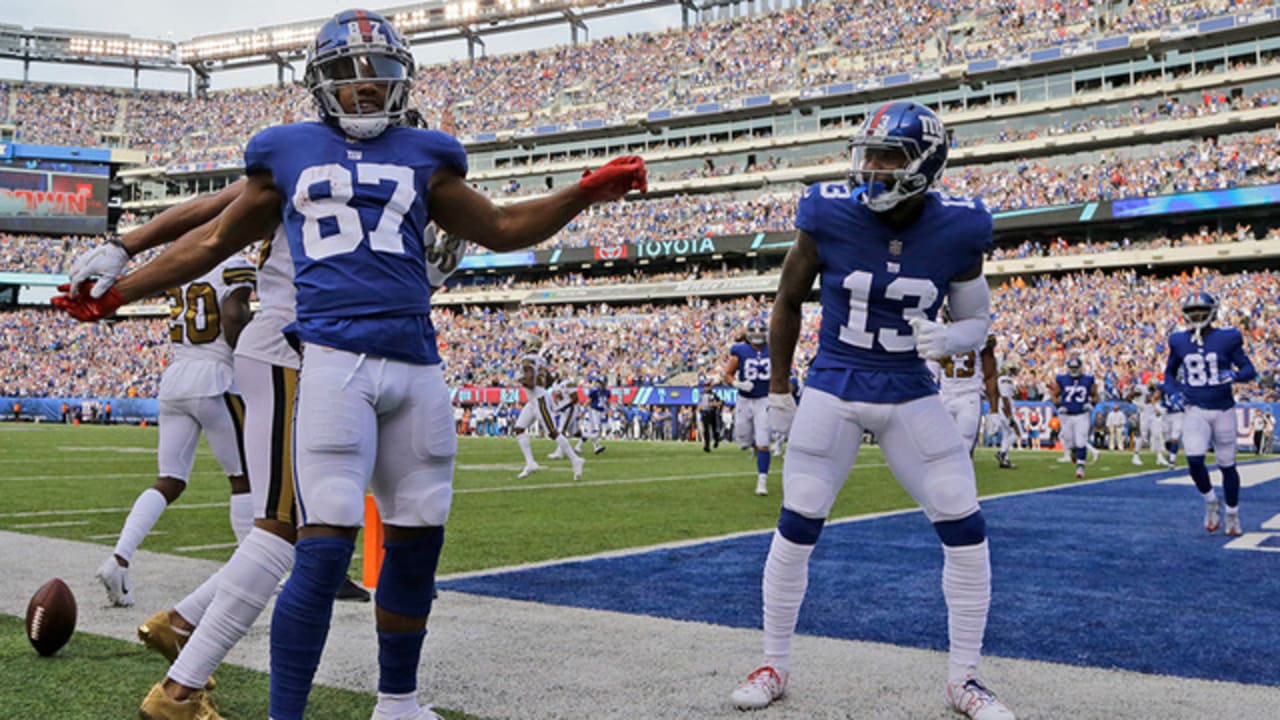 Sterling Shepard plays 'Rock, Paper, Scissors' with OBJ after TD catch