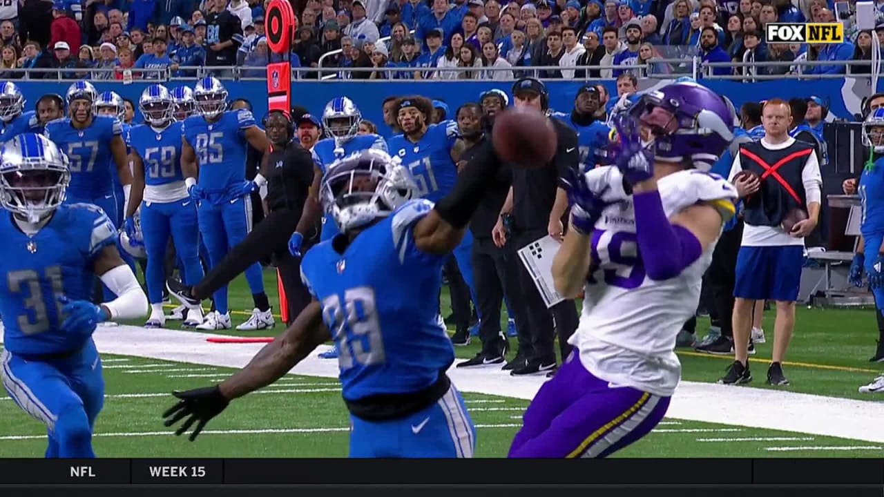 Detroit Lions cornerback Jerry Jacobs bats away Minnesota Vikings ...