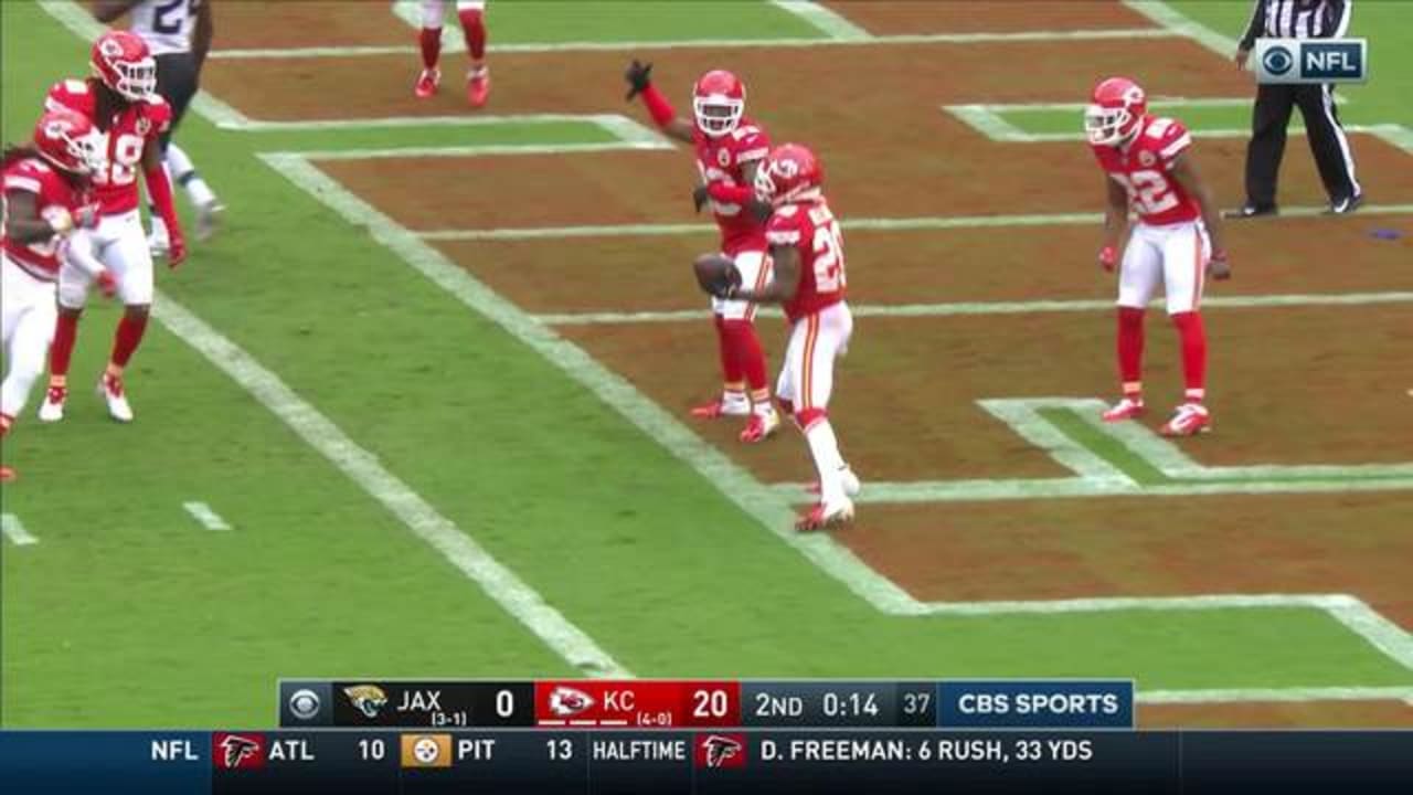 Chiefs defense celebrate after an interception