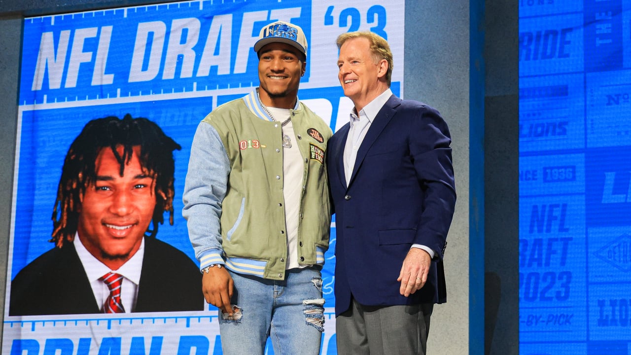 Defensive back Brian Branch reacts to being picked by Detroit Lions on ...