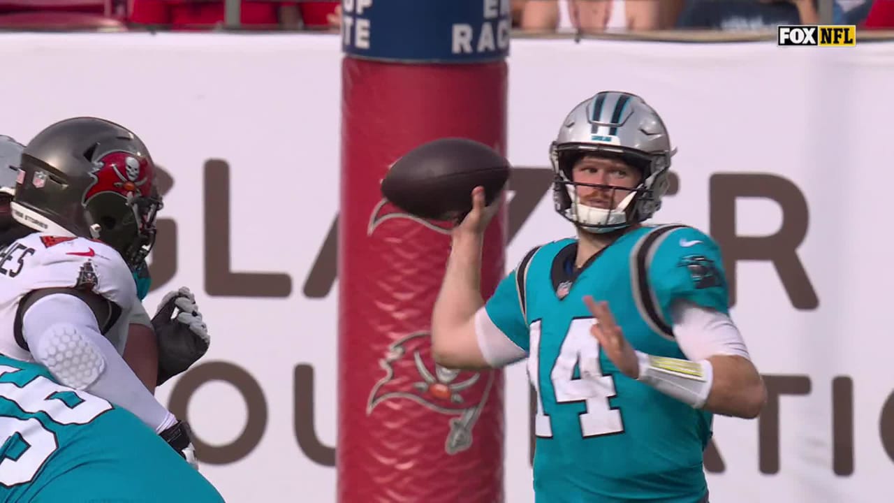 Carolina Panthers quarterback Sam Darnold locates tight end Giovanni ...