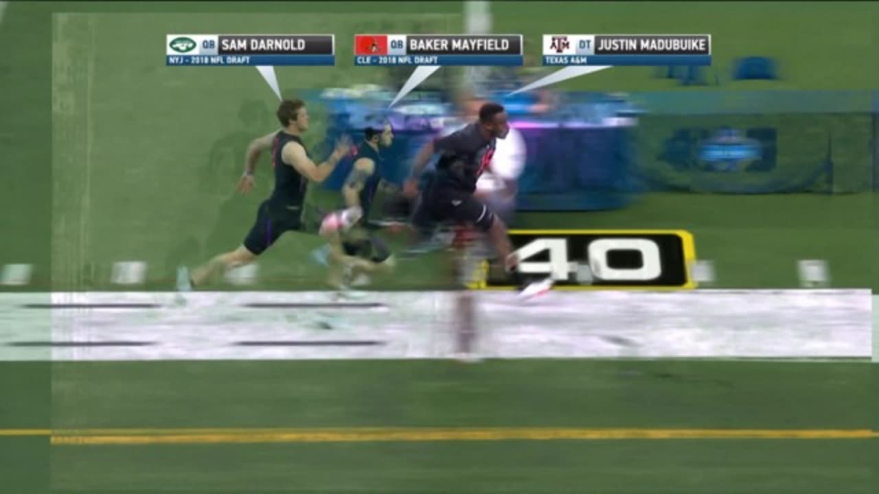 Simulcam: 293-pound D-lineman outruns Mayfield, Darnold Simulcam: 293-pound D-lineman outruns Mayfield, Darnold