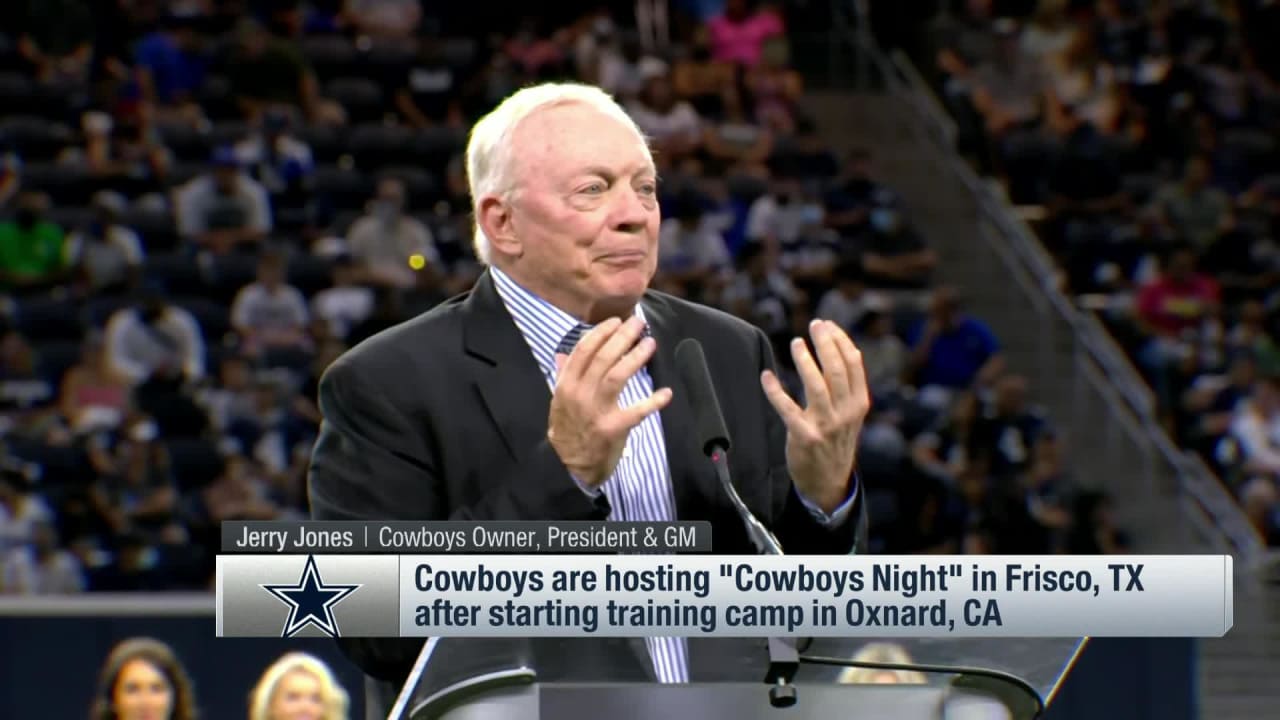 Dallas Cowboys owner Jerry Jones welcomes fans to 'Cowboys Night' in ...