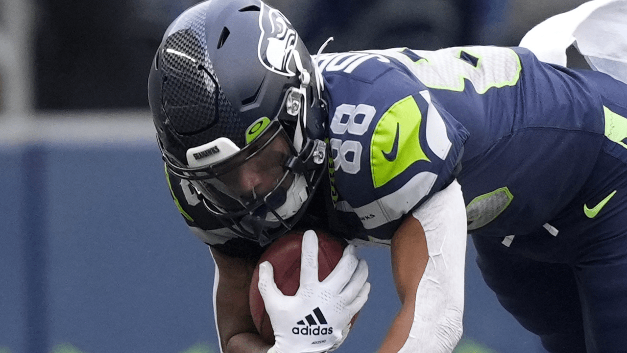 Seattle Seahawks quarterback Jacob Eason hits wide-open wide receiver ...