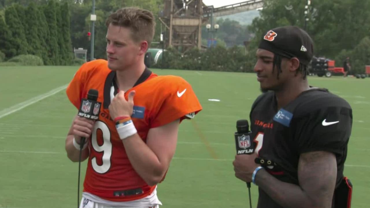 Cincinnati Bengals quarterback Joe Burrow alongside wide receiver Ja ...