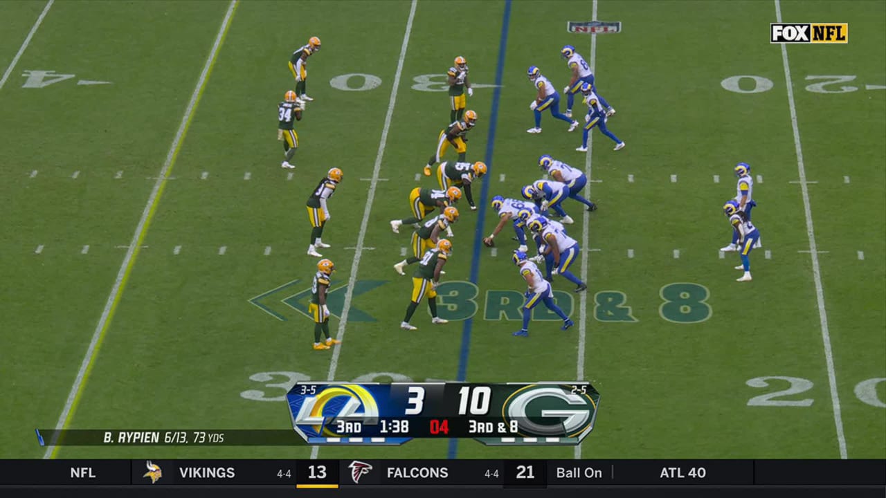 Los Angeles Rams quarterback Brett Rypien delivers 18-yard pass on time ...