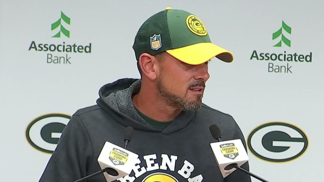 Green Bay Packers head coach Matt LaFleur reacts to defensive end ...