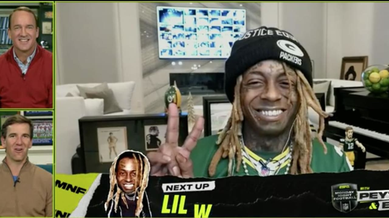 Best of rapper Lil Wayne on 'Monday Night Football' with Peyton Manning ...