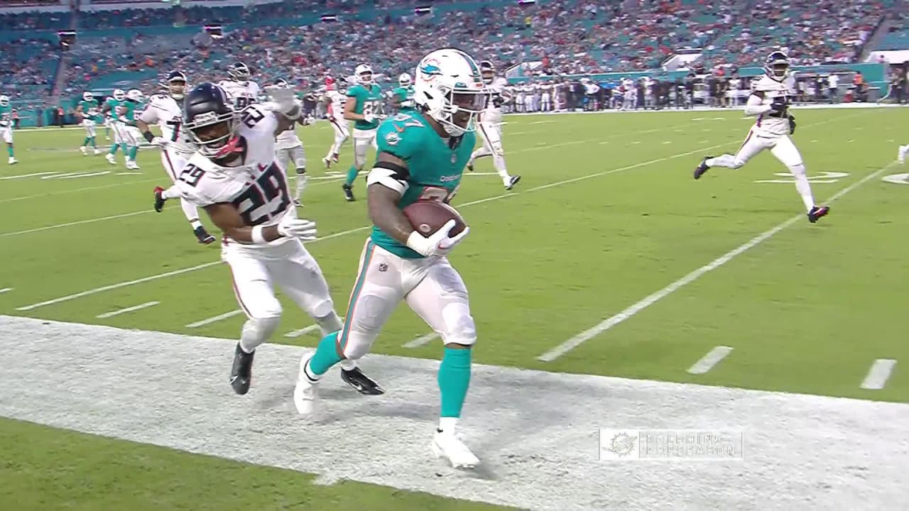 Miami Dolphins running back Myles Gaskin shows off his burst on a 35 ...