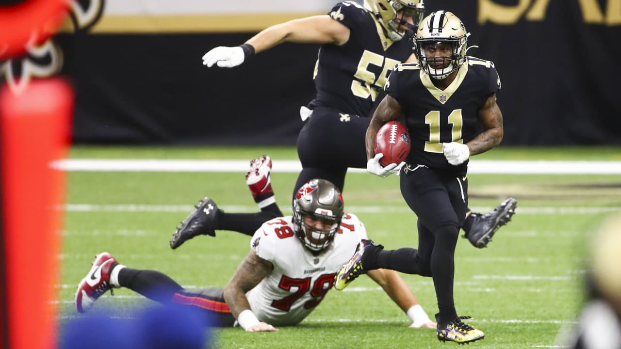 New Orleans Saints wide receiver Deonte Harris pinballs off hit to rip ...