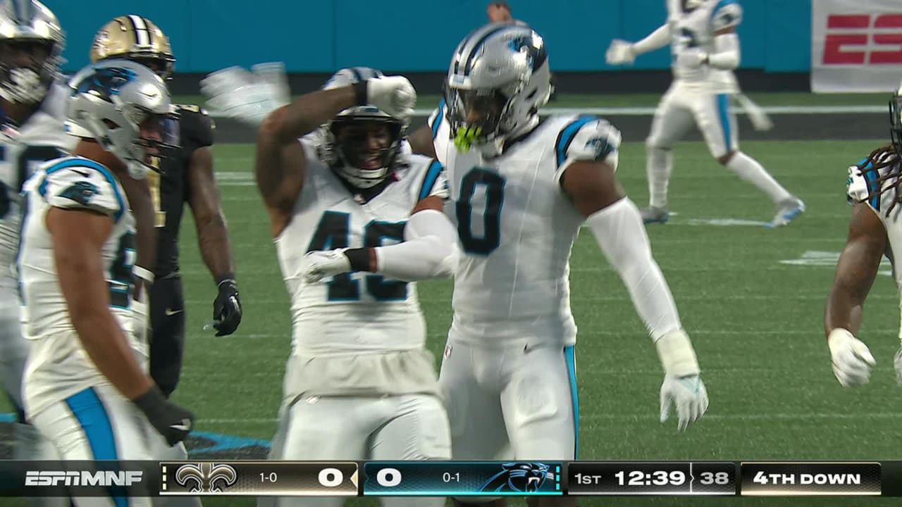 Carolina Panthers linebacker Frankie Luvu sacks New Orleans Saints ...