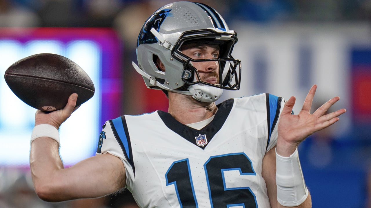 Carolina Panthers quarterback Jake Luton lofts 20-yard TD pass to wide ...