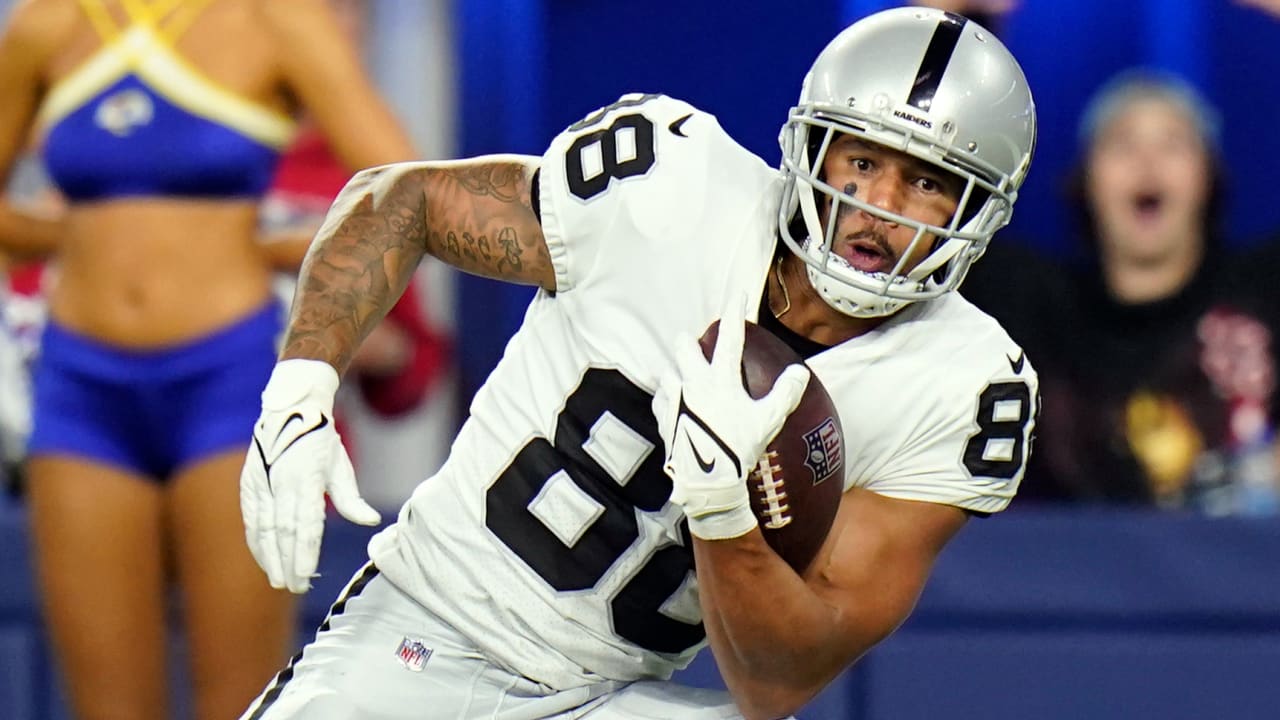 Las Vegas Raiders quarterback Nathan Peterman and Raiders wide receiver ...