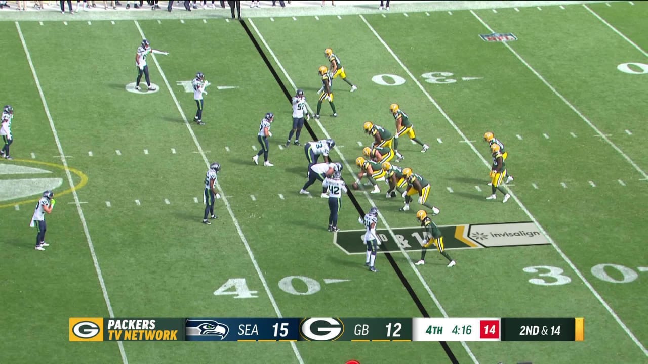 Green Bay Packers quarterback Alex McGough pass lands in wide receiver Jadakis Bonds bucket for ...