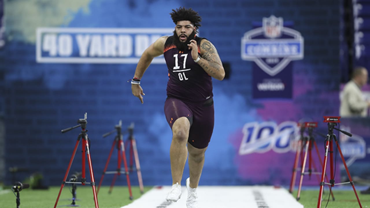 Oklahoma lineman Cody Ford runs an official 5.21 40-yard dash at 2019 ...