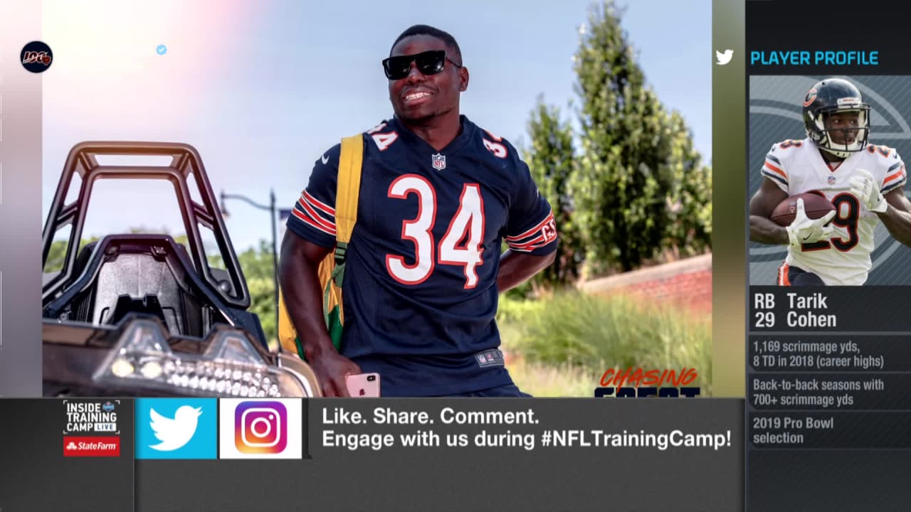 Chicago Bears running back Tarik Cohen rolls up to training camp in ...