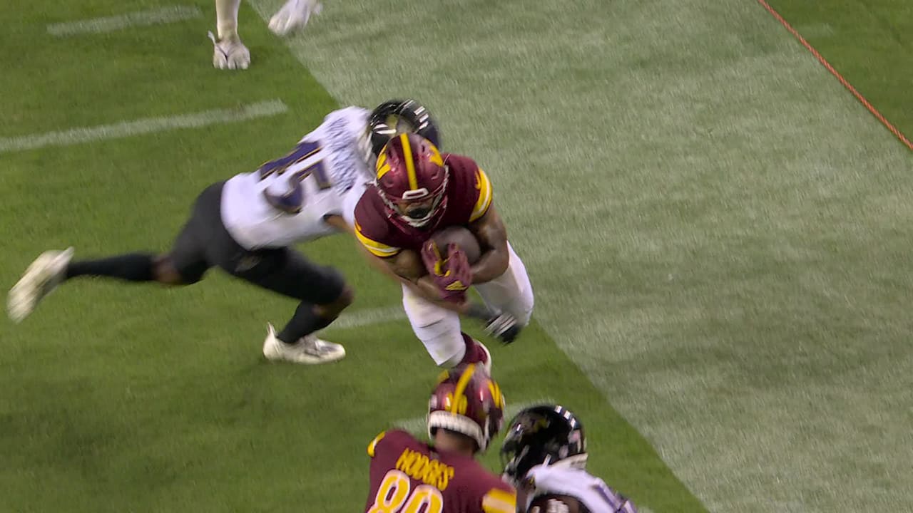 Washington Commanders running back Jaret Patterson survives facemask on ...