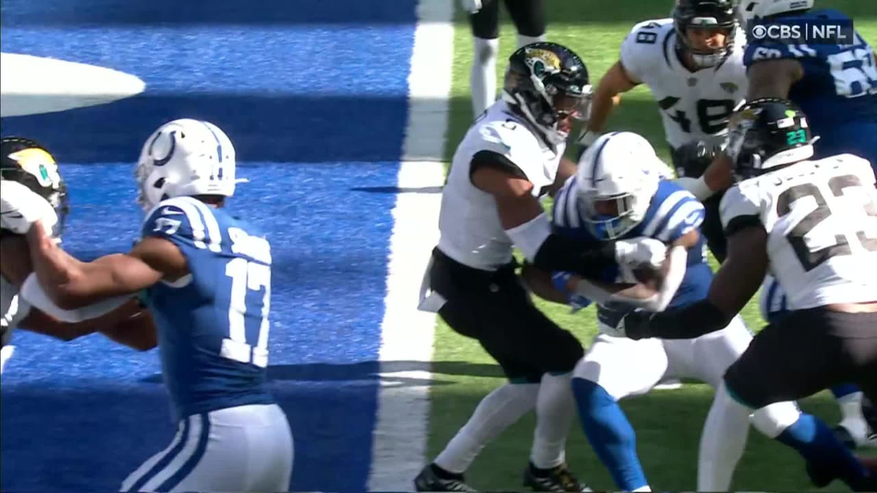 Indianapolis Colts running back Deon Jackson shoulder-charges his way to TD
