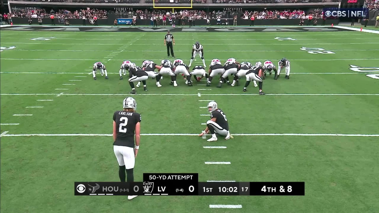 Las Vegas Raiders kicker Daniel Carlson's 50-yard field goal has lots ...