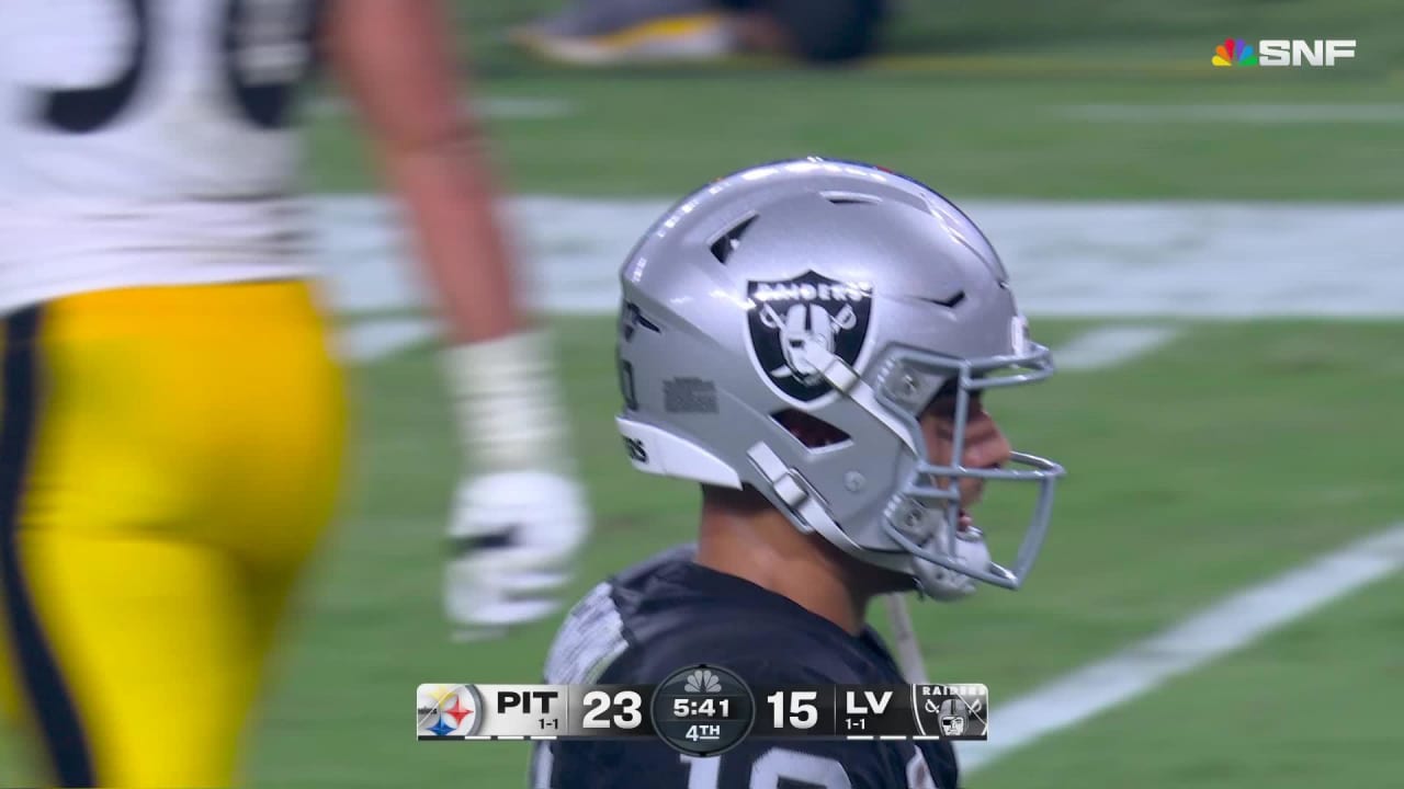 Las Vegas Raiders rookie tight end Michael Mayer hauls wide-open two ...