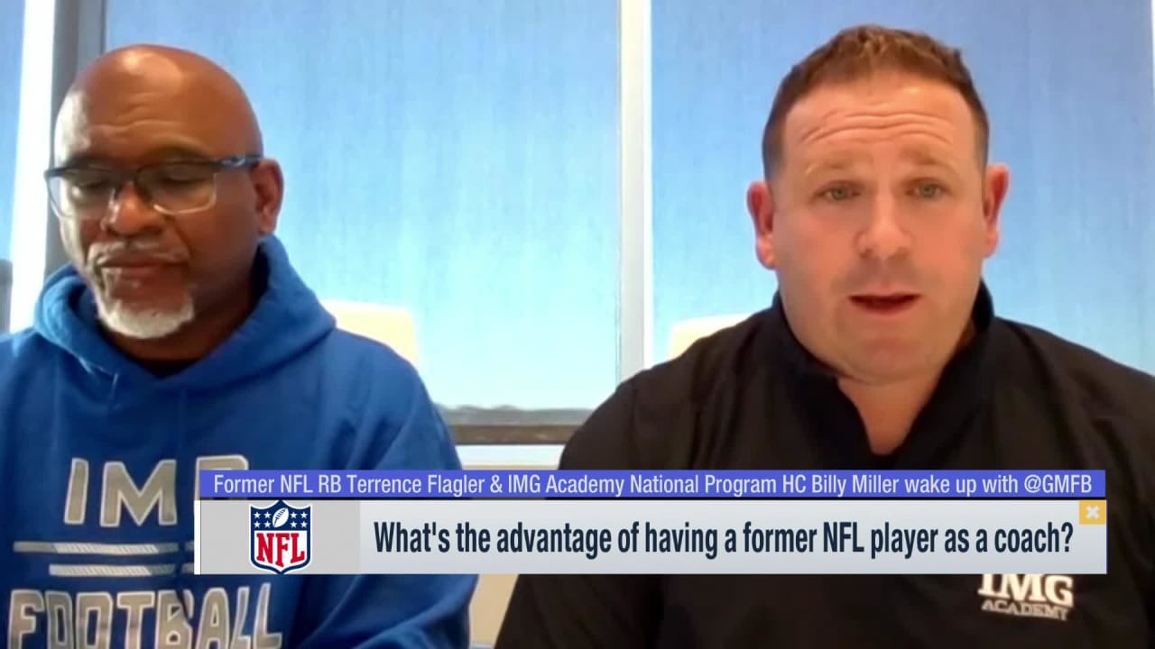 Former NFL running back Terrence Flagler and IMG Academy National Program head coach Billy ...
