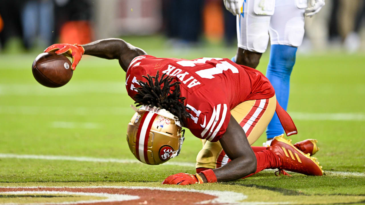 San Francisco 49ers wide receiver Brandon Aiyuk drops quarterback Jimmy ...
