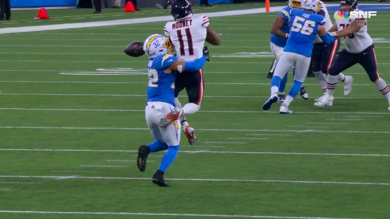 Los Angeles Chargers safety Derwin James snags a deflected interception ...