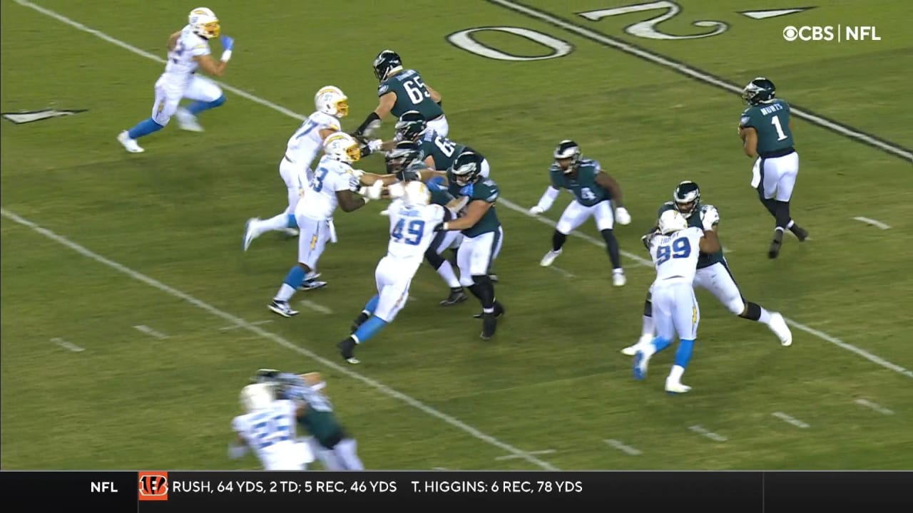 The Los Angeles Chargers defensive line collapse the pocket on ...