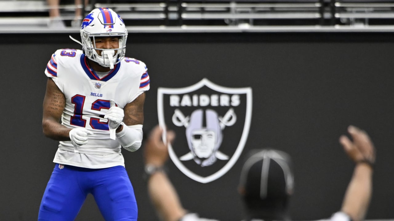 Buffalo Bills quarterback Josh Allen scans the field to find Bills wide receiver Gabriel Davis ...