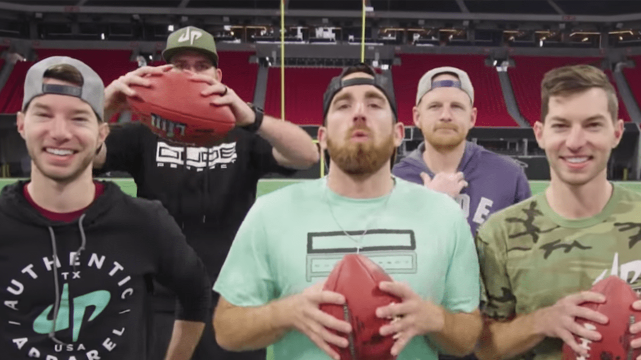 Watch Dude Perfect nail trick shots at SBLIII stadium