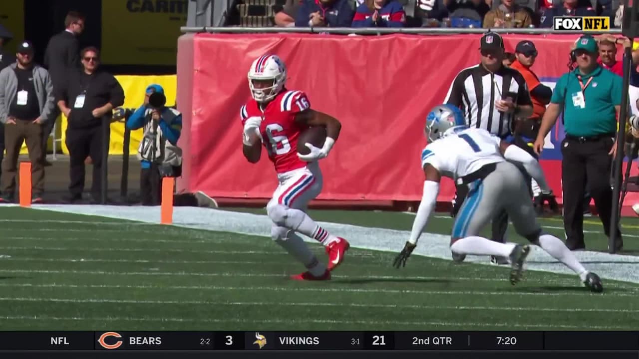 New England Patriots wide receiver Jakobi Meyers shows off his juke arsenal at end of 17-yard ...