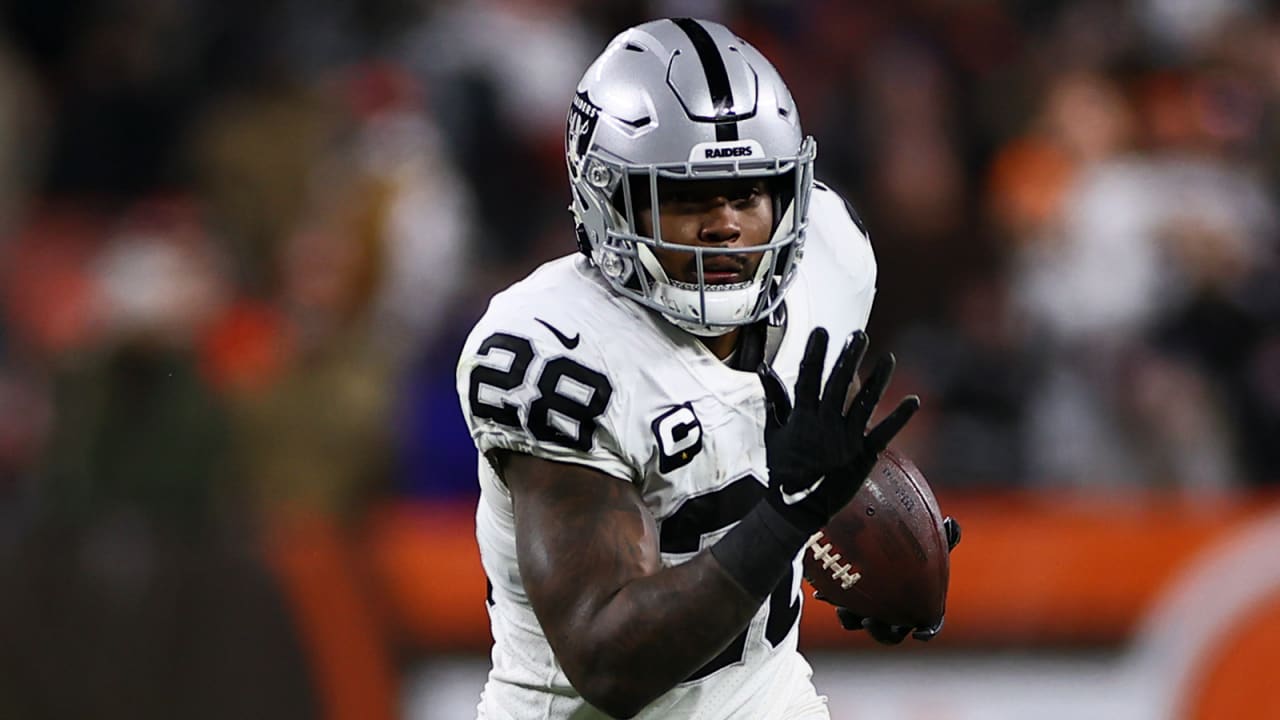 Las Vegas Raiders running back Josh Jacobs' nifty juke on Cleveland ...