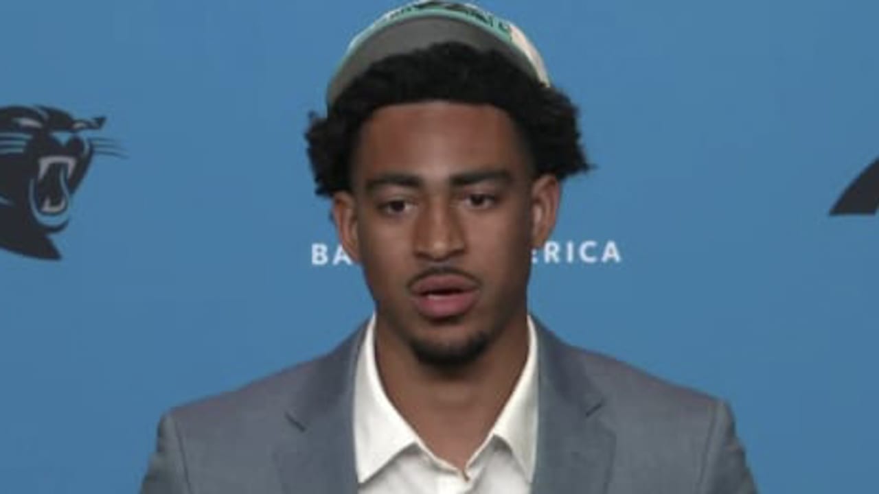 Carolina Panthers quarterback Bryce Young addresses media in his ...