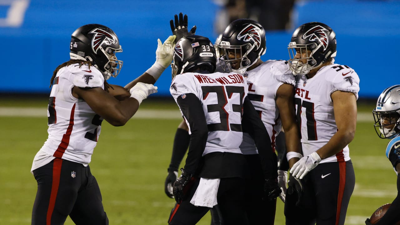 Atlanta Falcons defensive back Blidi Wreh-Wilson takes flight for ...