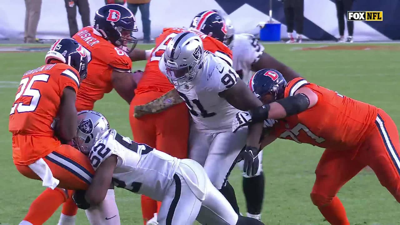 Las Vegas Raiders linebacker Denzel Perryman's hit-stick tackle for a ...