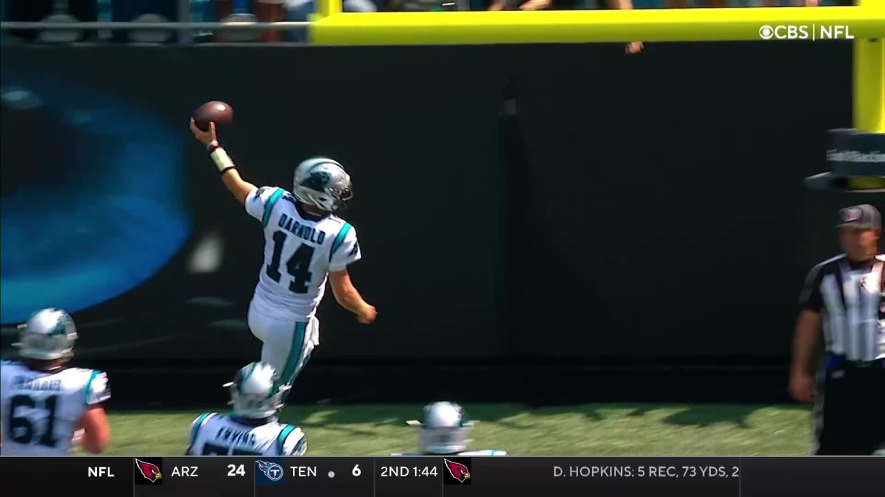 Carolina Panthers quarterback Sam Darnold shows quickness on QB draw ...