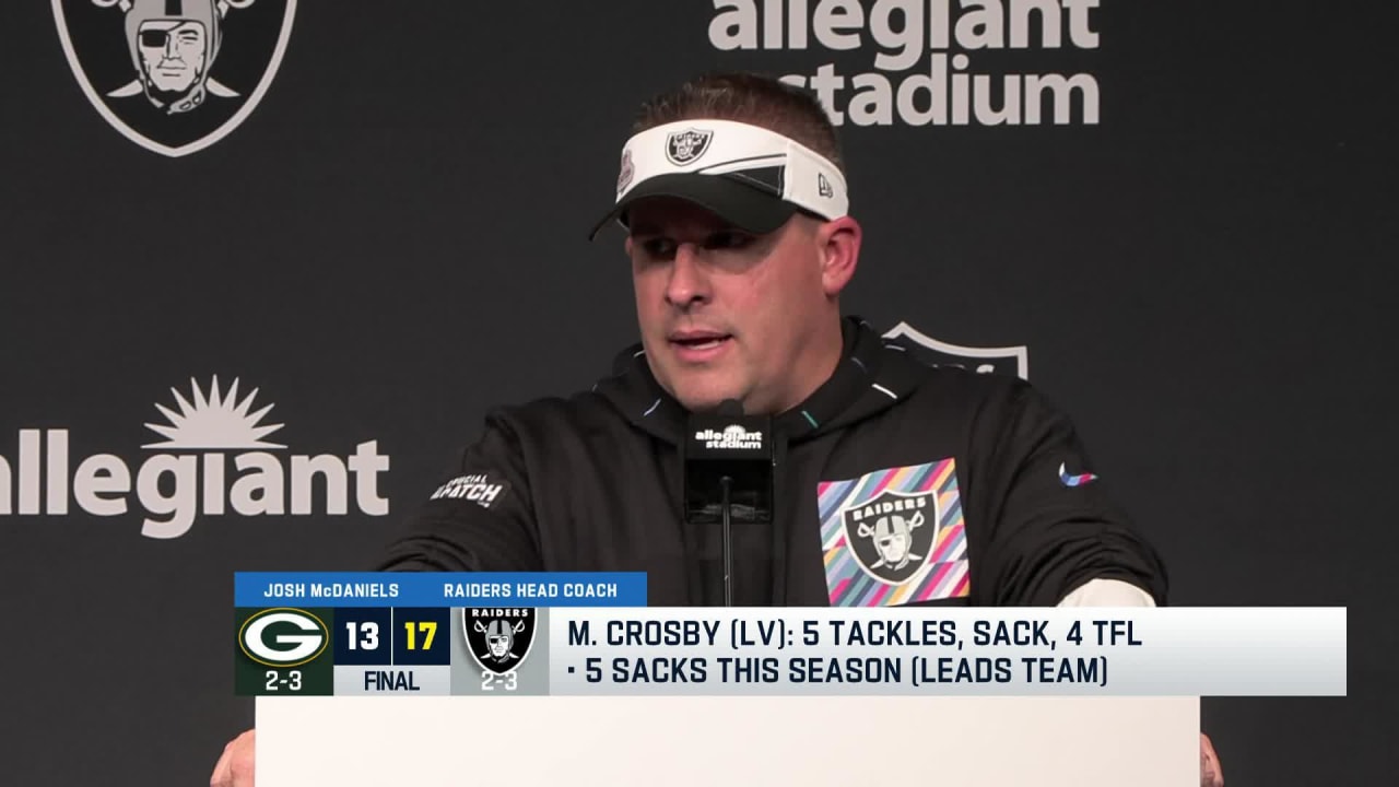 Head coach Josh McDaniels praises defensive end Maxx Crosby, Las Vegas ...