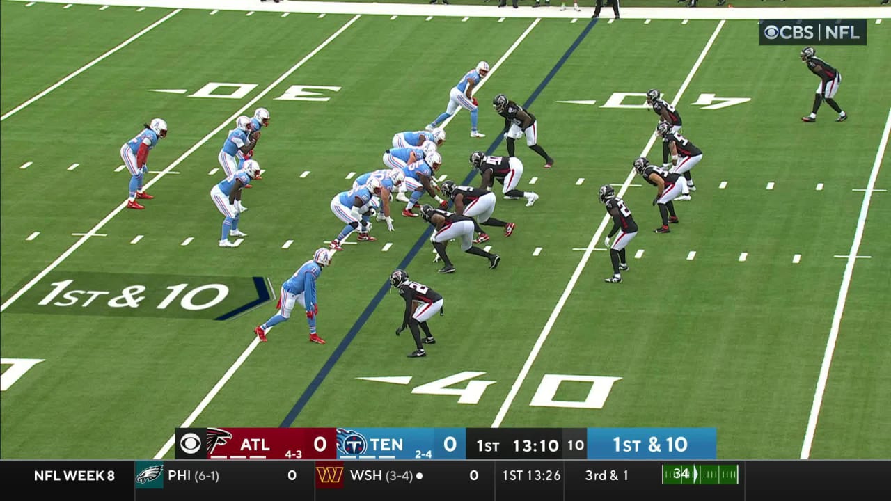 Atlanta Falcons defensive end Calais Campbell recovers Titans bad snap ...